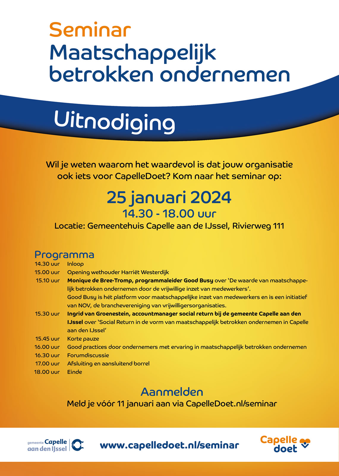 Seminar: Maatschappelijk betrokken ondernemen - Economisch Netwerk Capelle